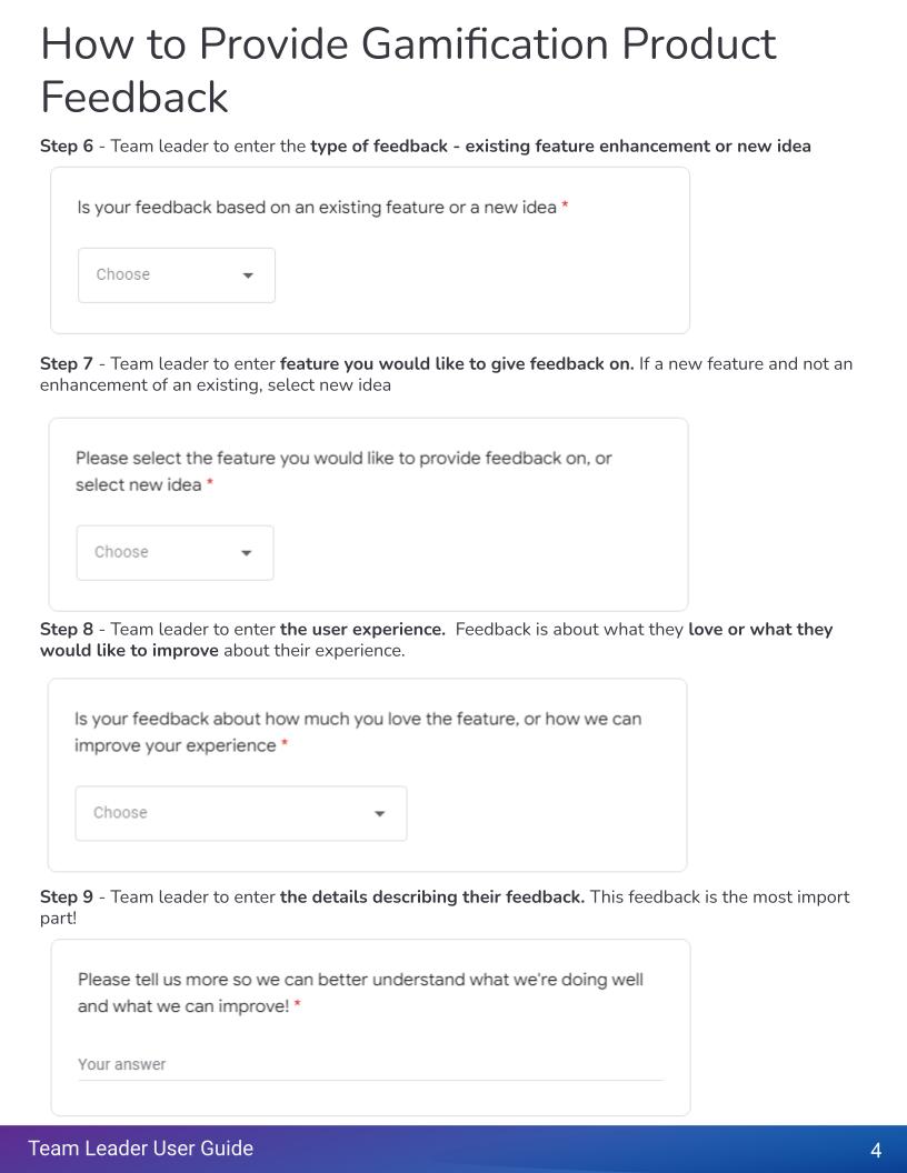 Team Leader - How to Provide Gamification Product Feedback – Datagamz